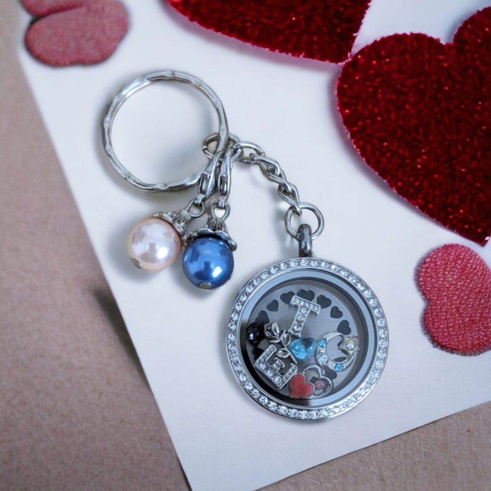 30mm crystal keyring